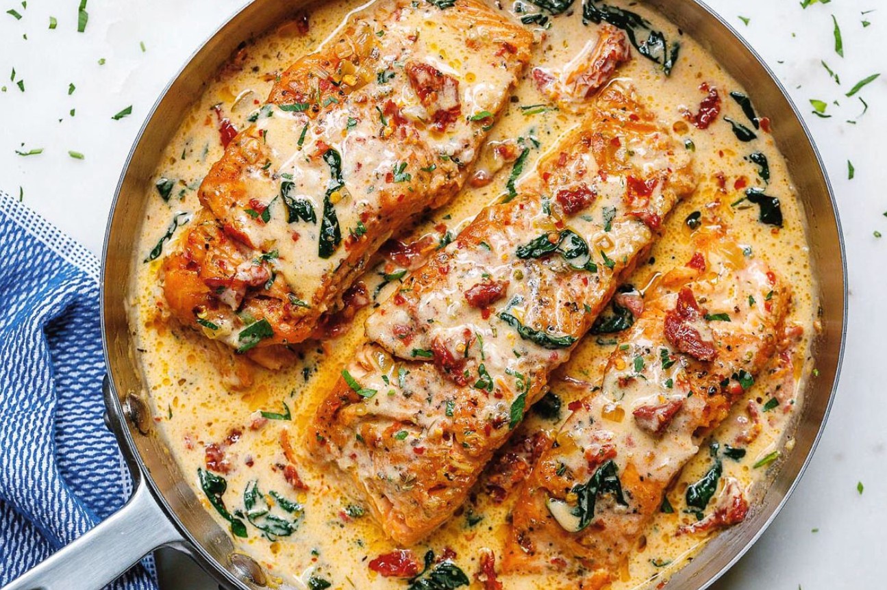 Creamy Tuscan Salmon Recipe - Kitchen Cookbook